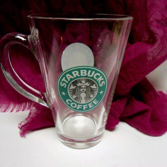 Starbucks | Dining | Vintage Starbucks Green Logo Clear Glass Whandle ...
